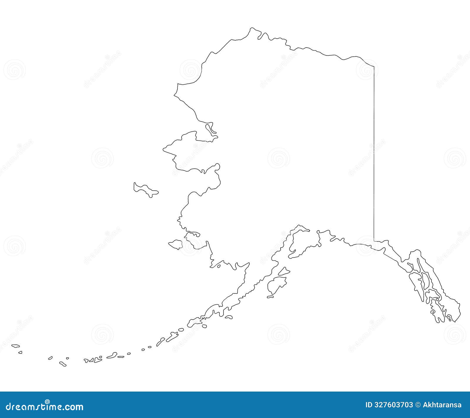 Alaska Adminstrative Map or Outline Map of Alaska Stock Illustration ...