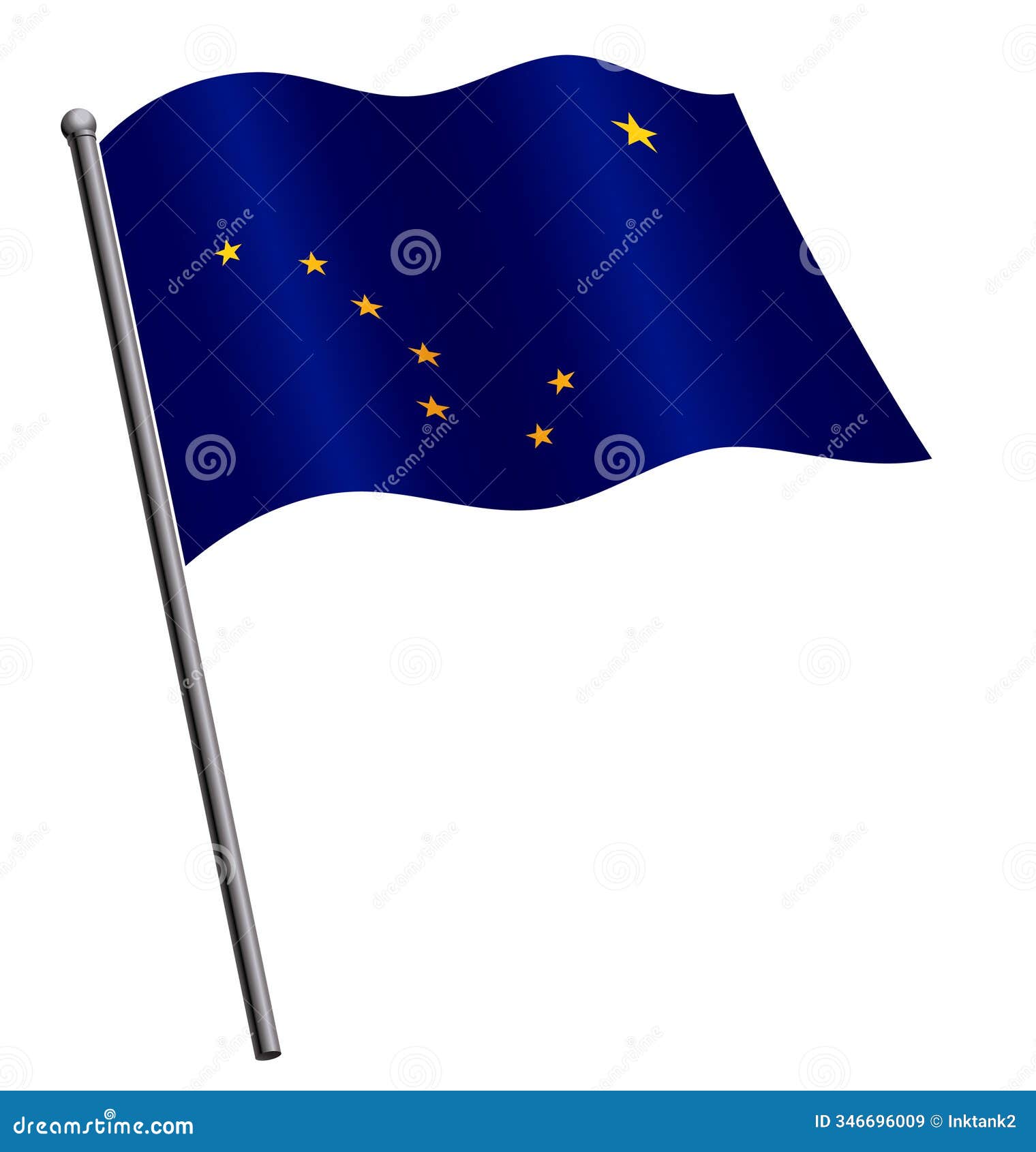 Alaska Ak State Flag Flying on Flagpole Stock Vector - Illustration of ...
