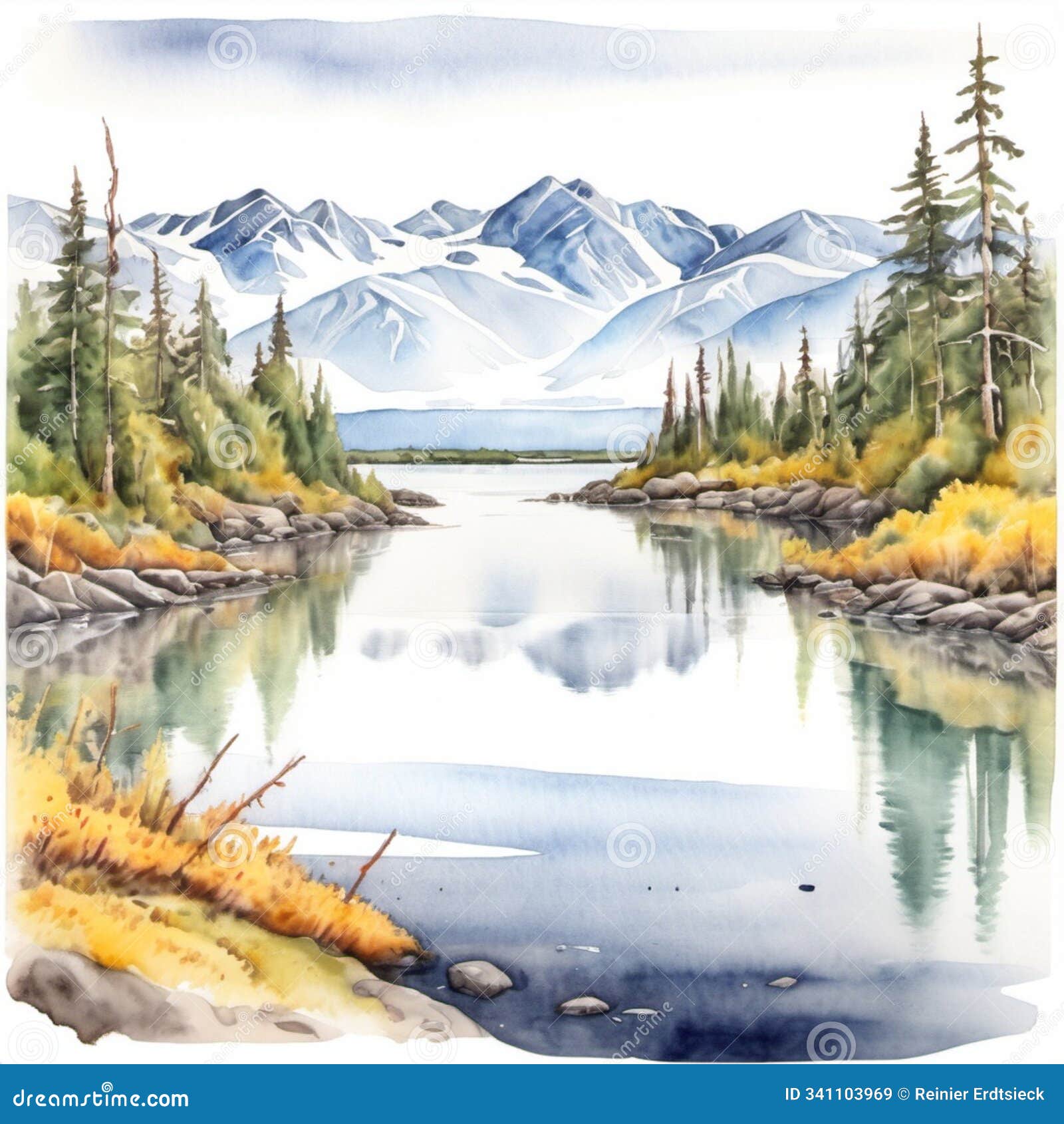 Alaska Anchorage Watercolor Drawing Stock Illustration - Illustration ...