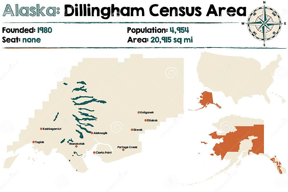Alaska: Dillingham Census Area Stock Vector - Illustration of federal ...