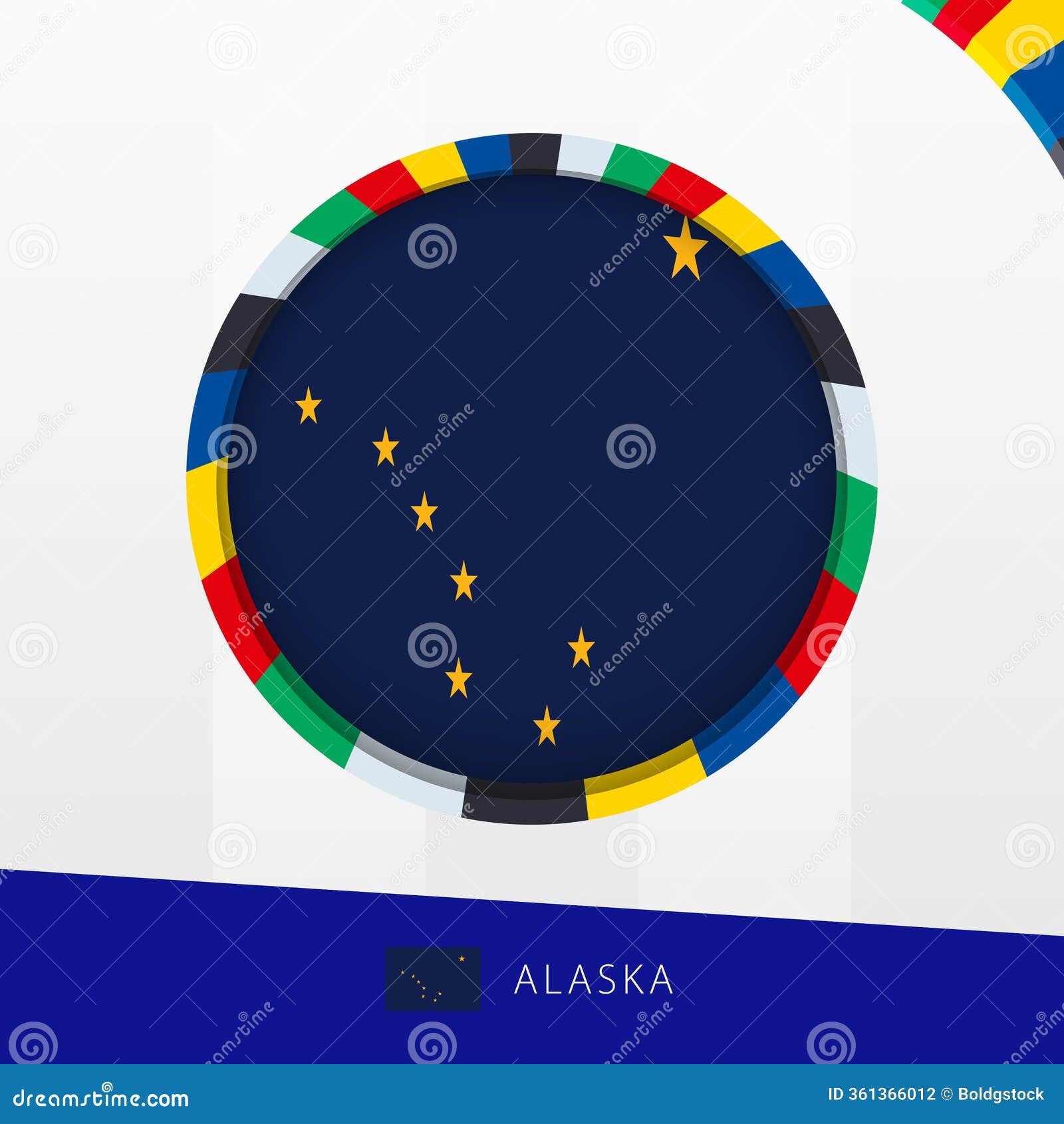 Alaska Flag With Colorful Circle Border Vector Illustration ...