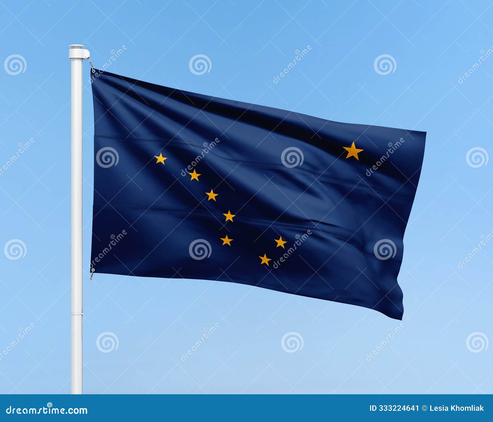 Alaska Flag on Stick on Sky Background Stock Image - Image of blue ...