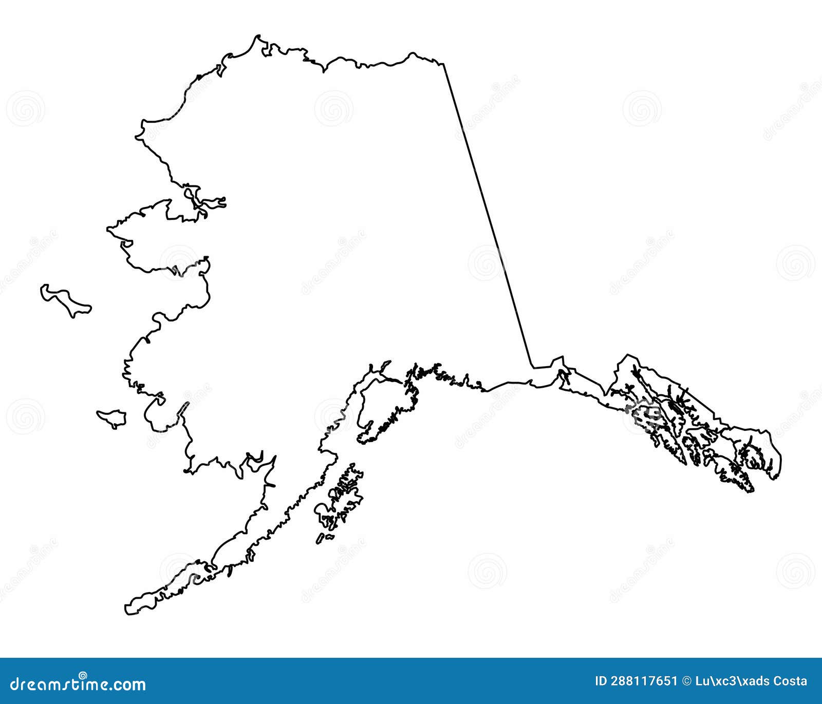 Alaska map outline stock vector. Illustration of state - 288117651