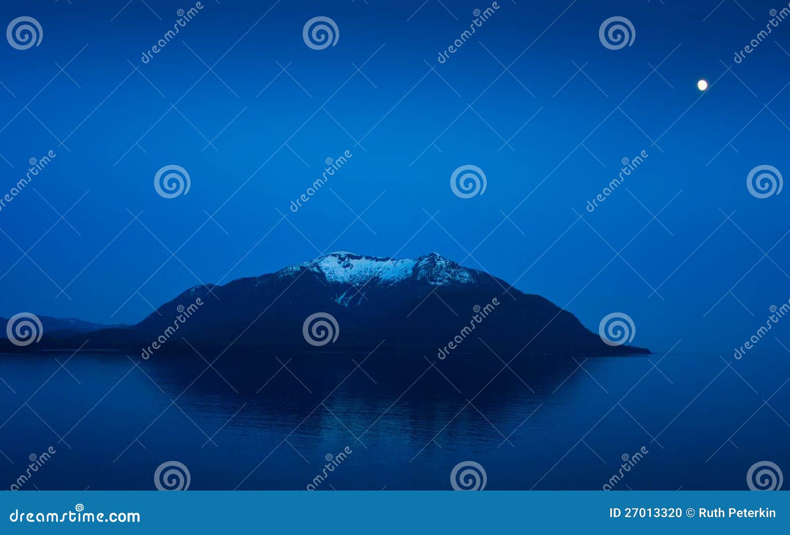 Alaska Mountain with Moon Glow Stock Photo - Image of interior, moon ...