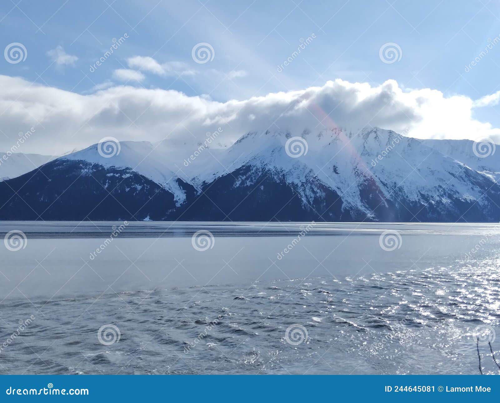 Alaska Mountains Snowy Caps Ocean Stock Image - Image of caps, ocean ...