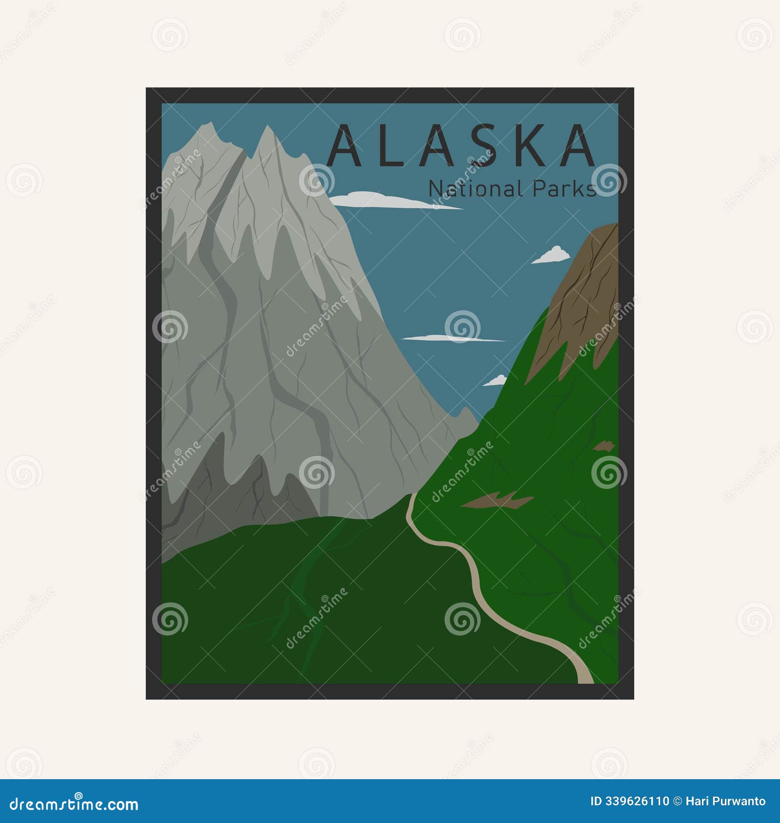 Alaska National Park Design Poster Vector Stock Illustration ...