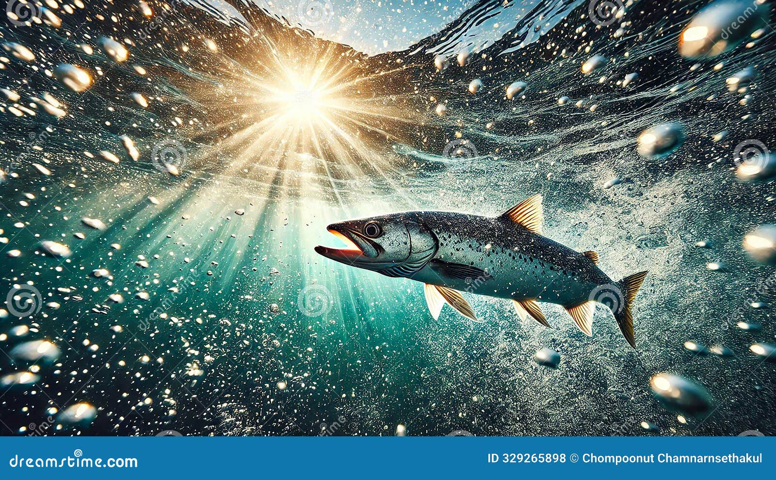 Alaska Pollock Swimming Near the Ocean Surface Stock Illustration ...