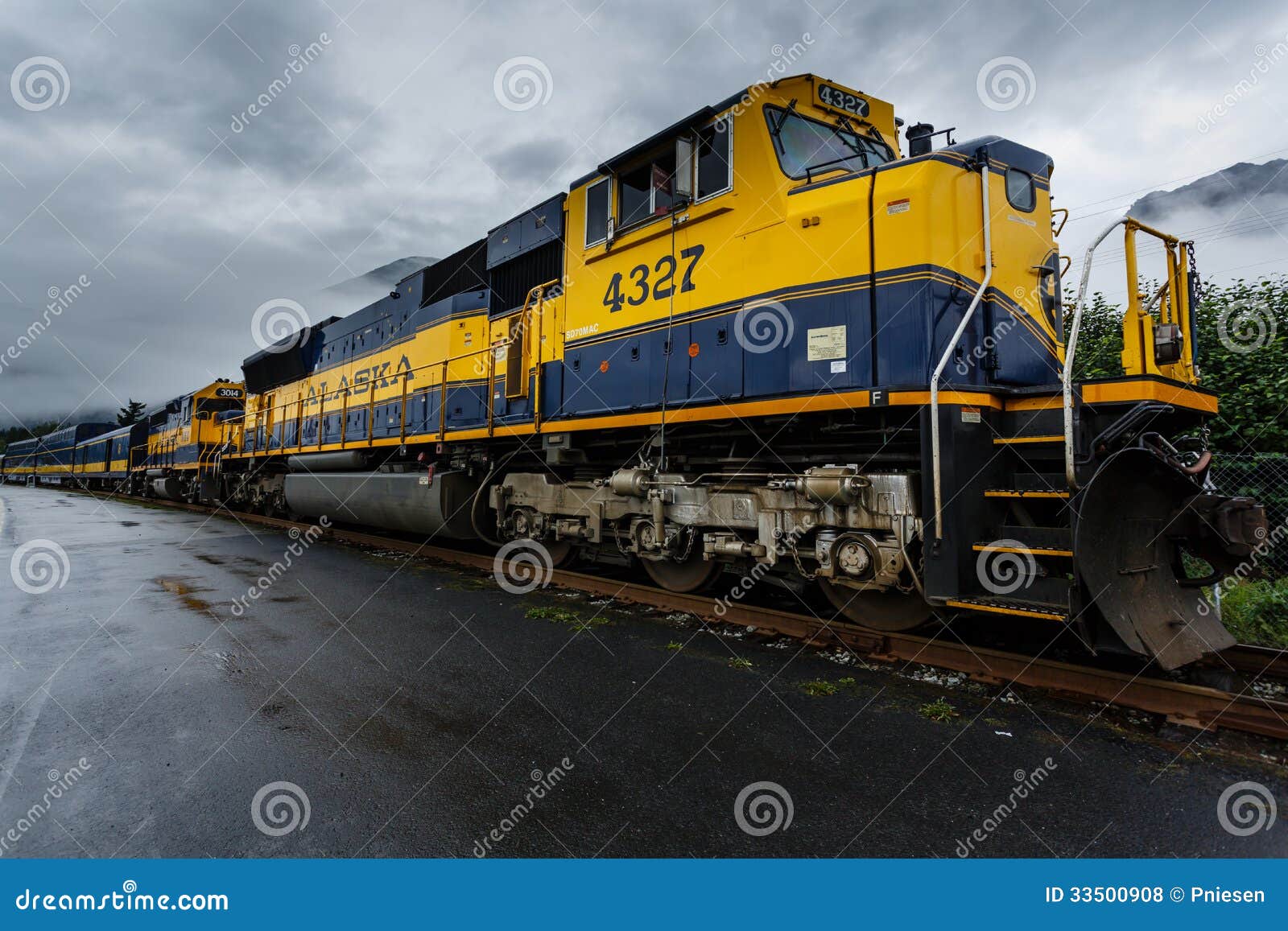 Alaska Railroad Engine and Snowplow Pulling Long Train Editorial Stock ...