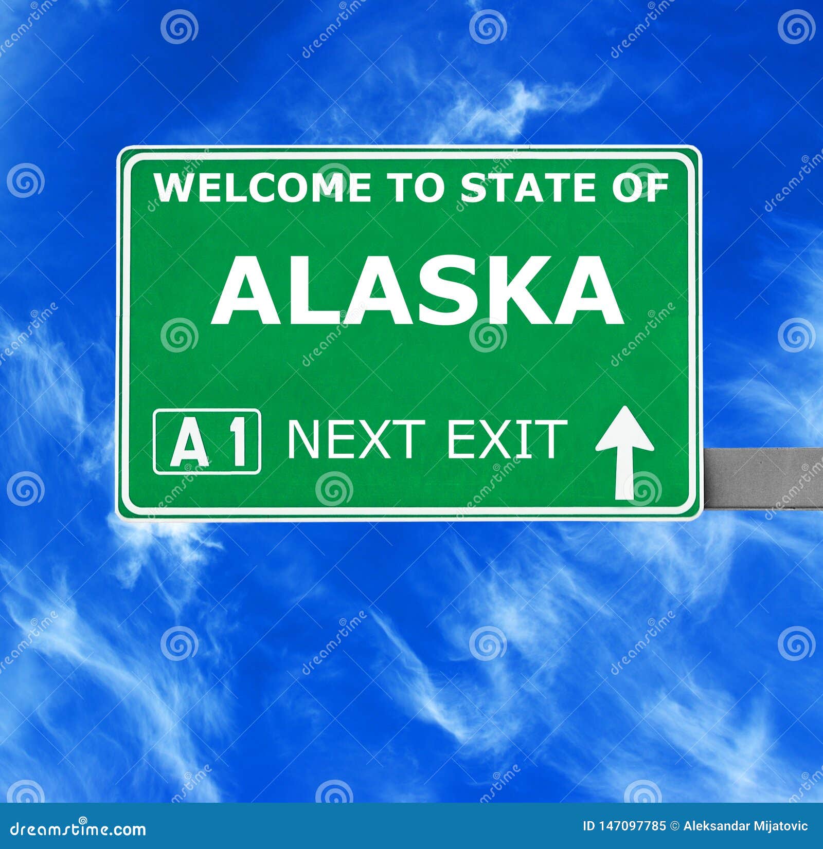 ALASKA Road Sign Against Clear Blue Sky Stock Image - Image of sign ...