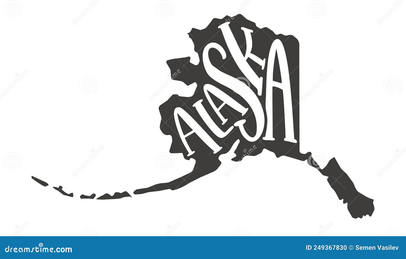 Alaska Silhouette State. Alaska Map with Text Script Stock Vector ...