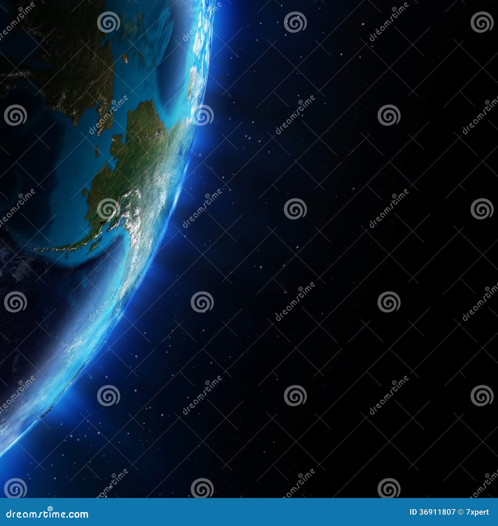 Alaska from space stock illustration. Illustration of blue - 36911807