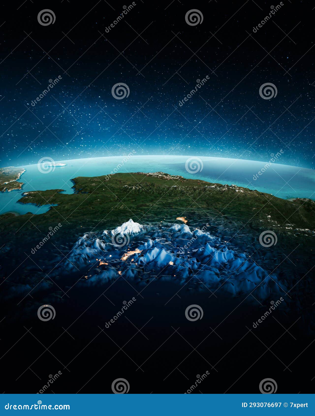 Alaska from space stock illustration. Illustration of earth - 293076697