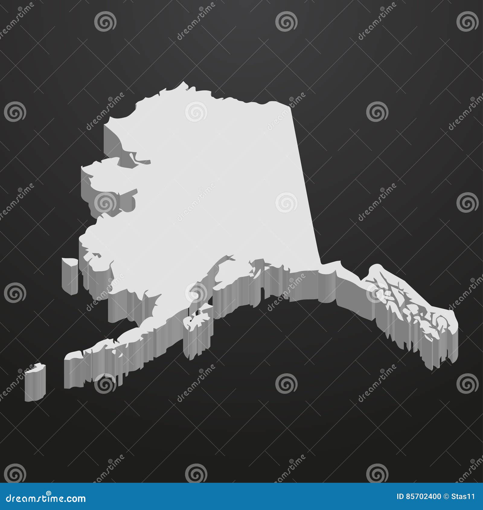 Alaska State Map in Gray on a Black Background 3d Stock Vector ...
