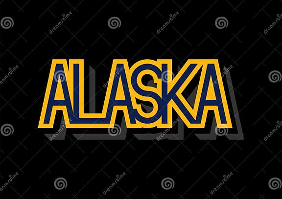 Alaska Text with Blue and Yellow Typography Design Elements Stock ...