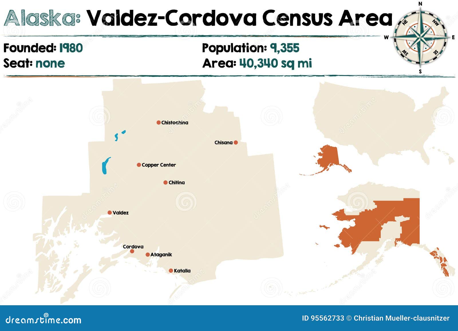 Valdez-Cordova Outline Map Vector Illustration | CartoonDealer.com ...