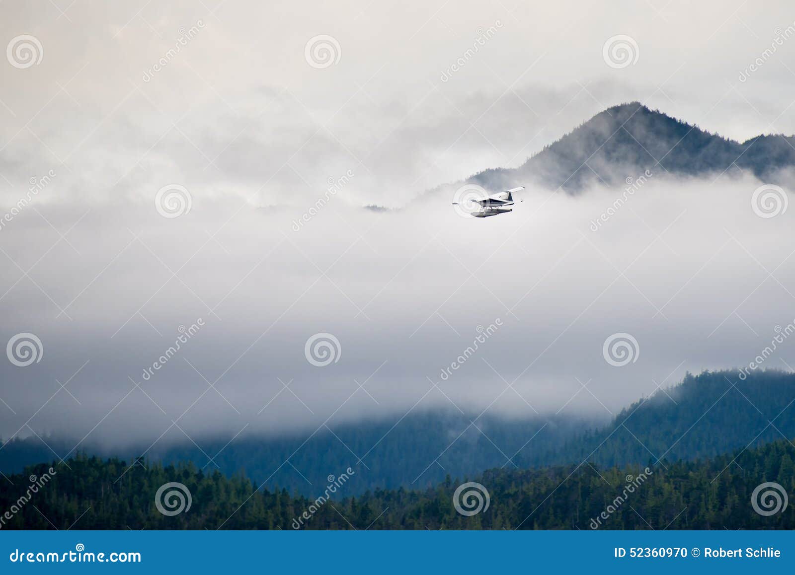 Alaskan Float Plane Flying through Clouds Stock Photo - Image of float ...