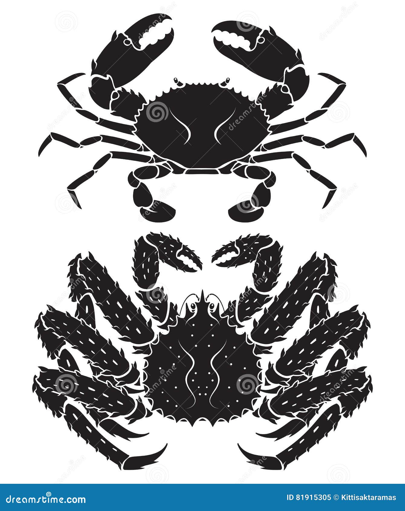 Alaskan King Crab Silhouette. Vector Illustrations. Stock Vector ...