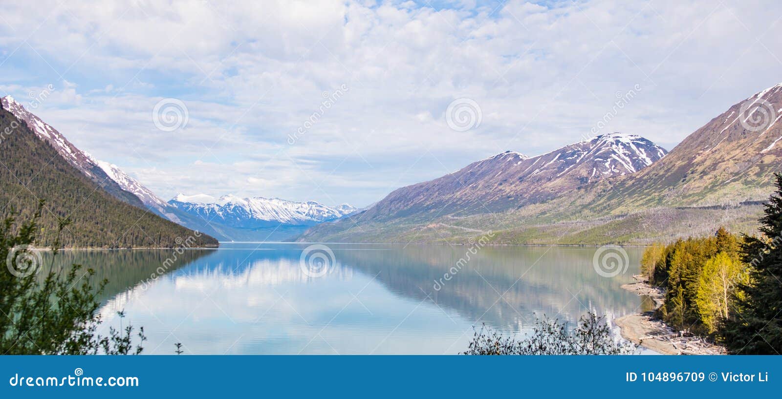 Landscape Reflection: Alaska Mountains Reflected from a Calm Lake Stock ...