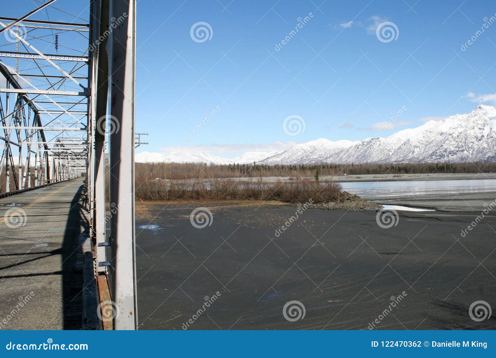 Alaskan Mountains and Old Bridge Stock Photo - Image of steel, roadway ...