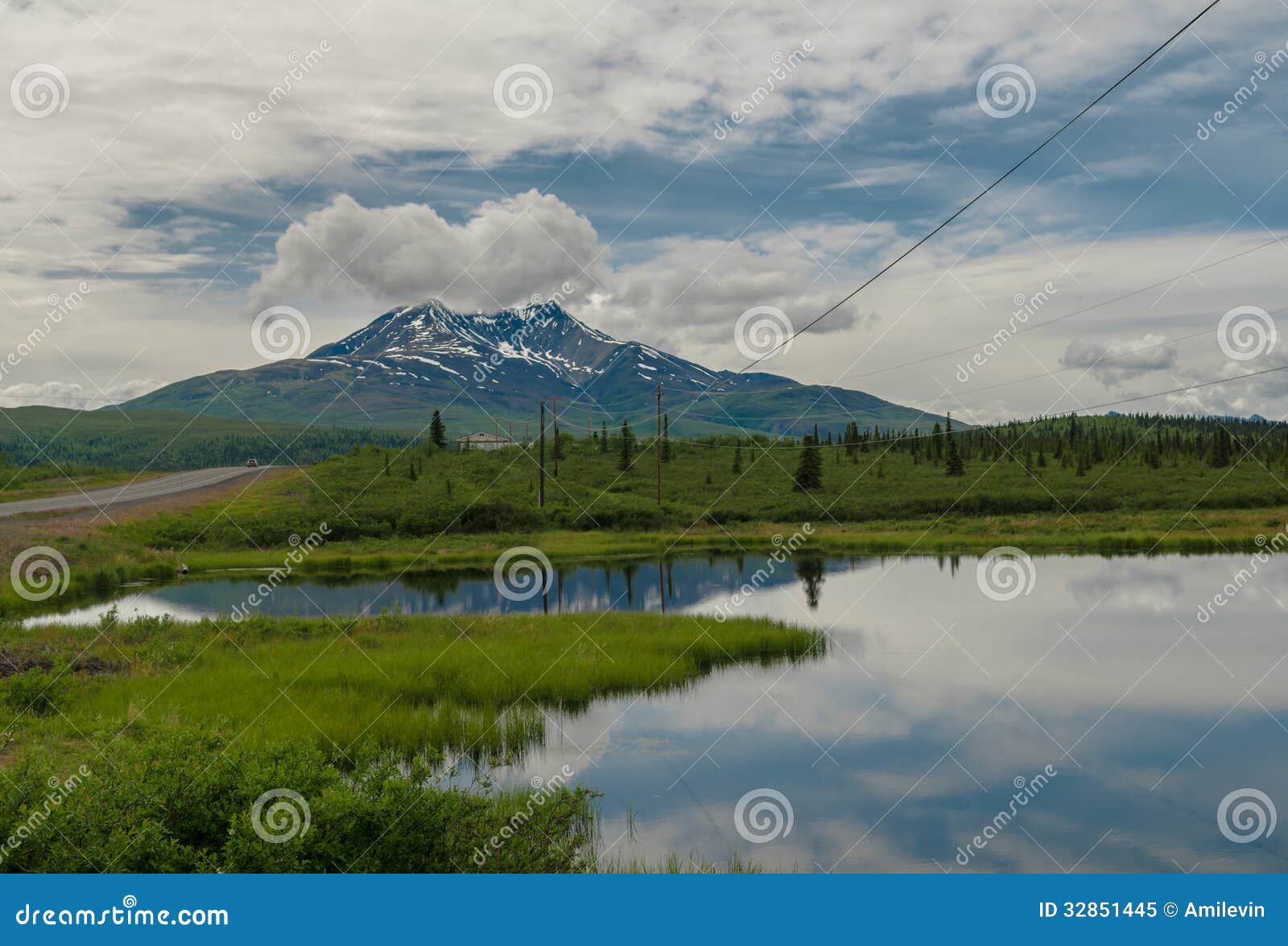 Alaskan pond stock image. Image of panoramic, mountains - 32851445