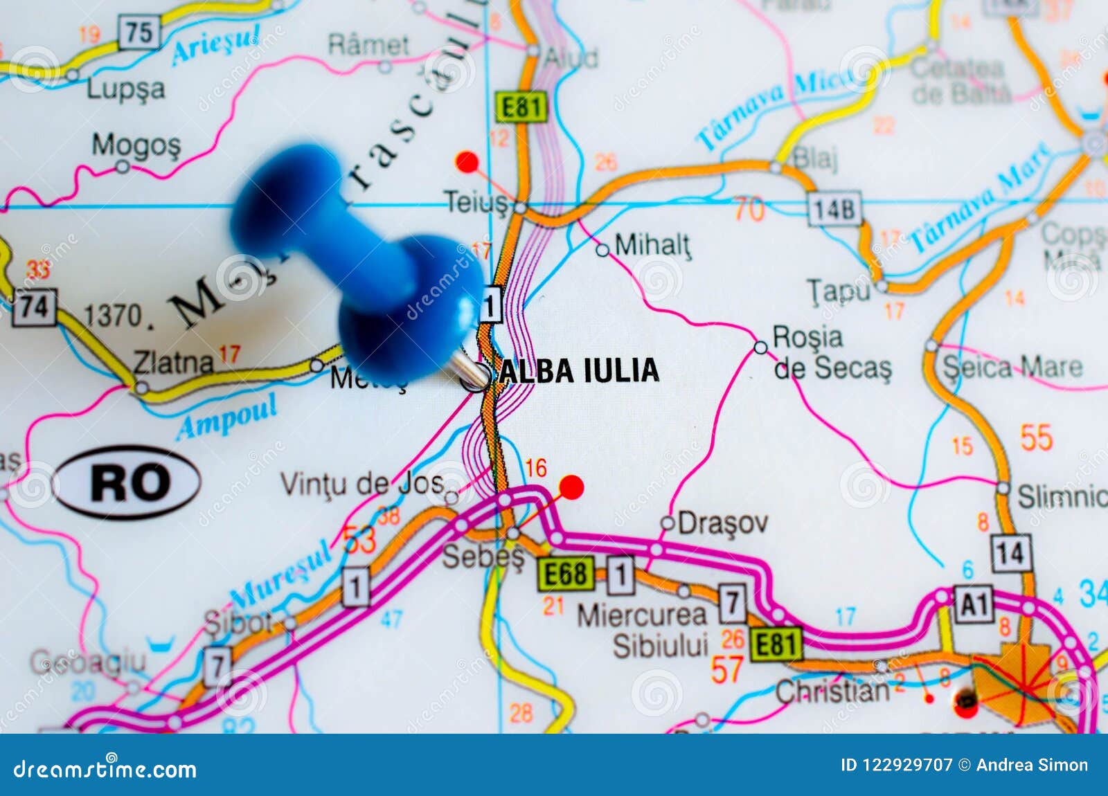 Alba Iulia sulla mappa immagine stock. Immagine di cartografia - 122929707