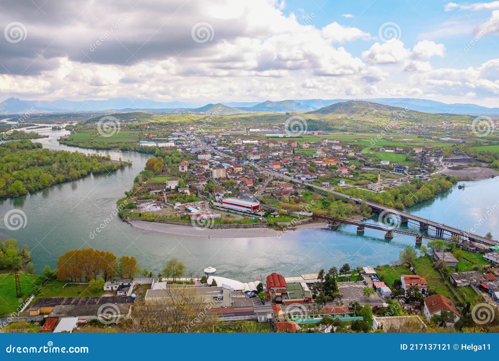 Albania. Beautiful View of Shkoder City and Bojana River Stock Image ...