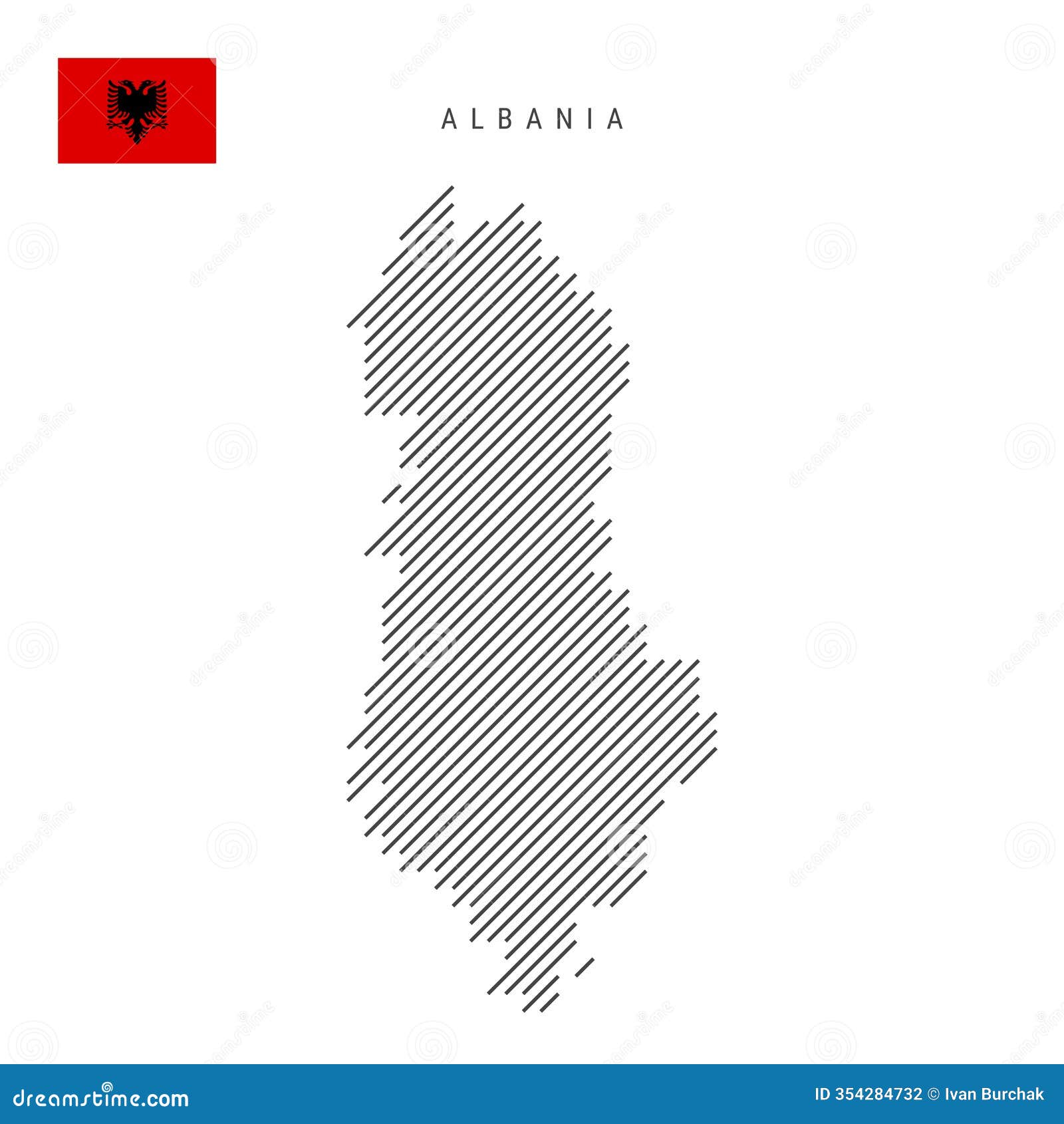 Albania Map from Pattern of Black Slanted Parallel Lines. Flat Vector ...