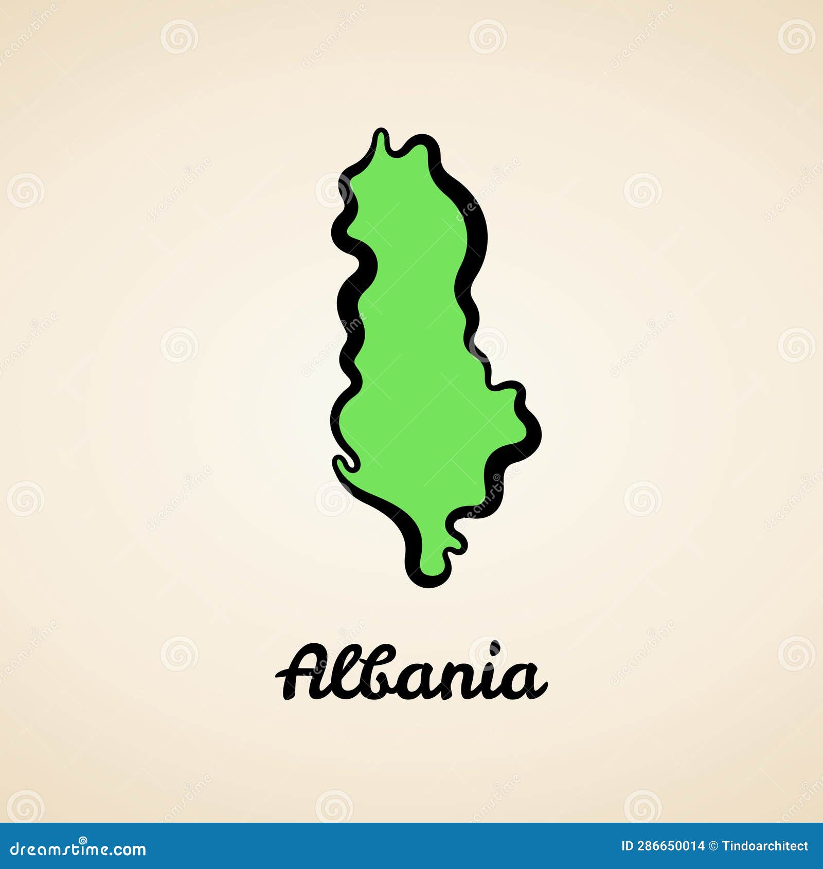 Albania Outline Map With The Handwritten Country Name. Continuous Line ...