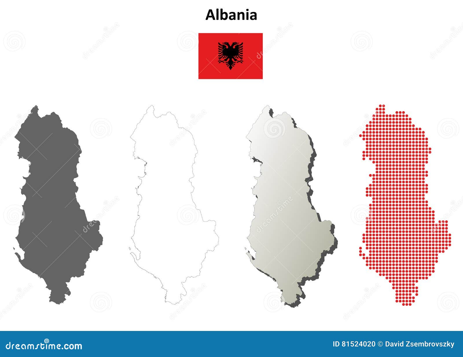 Albania outline map set stock vector. Illustration of contour - 81524020
