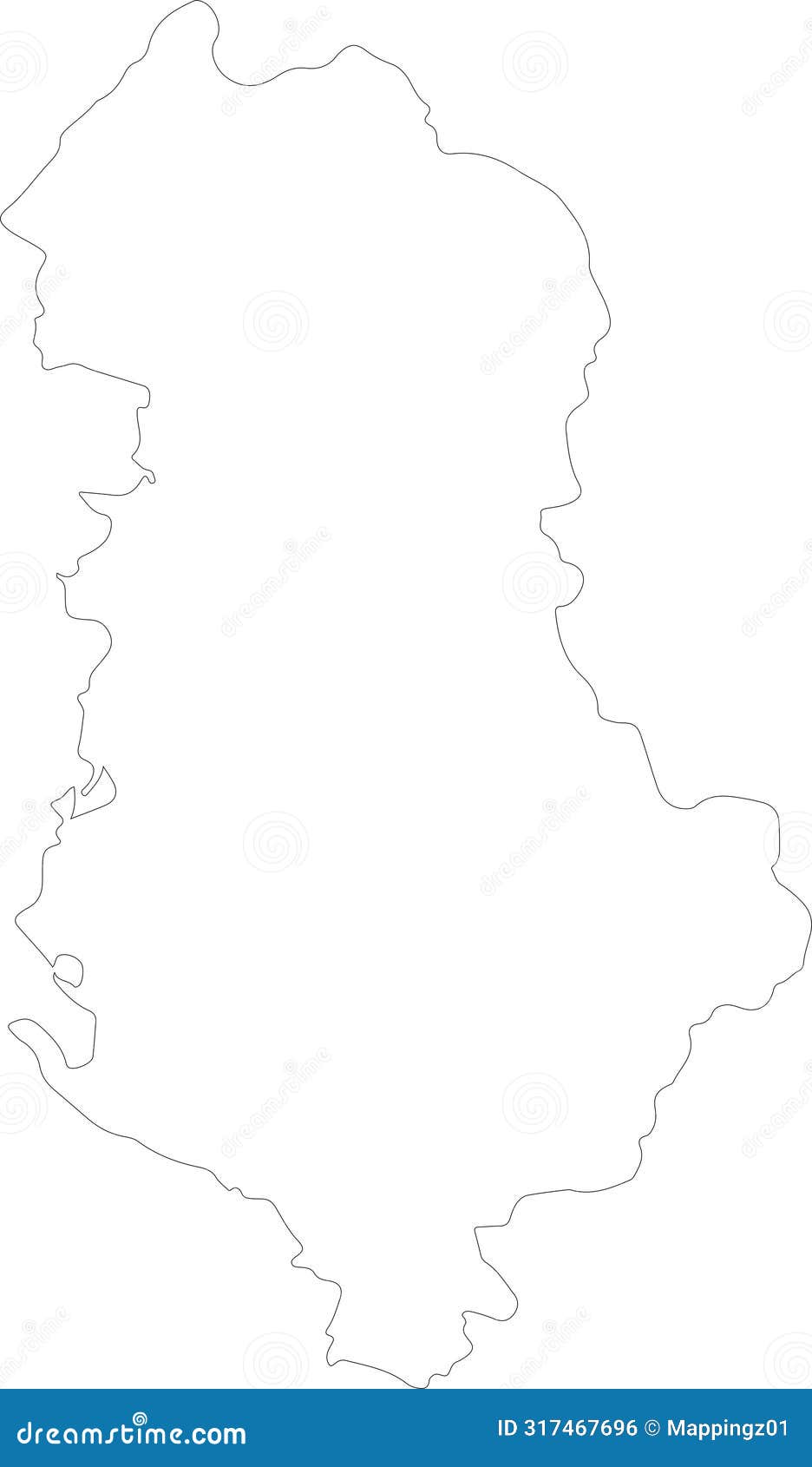 Albania outline map stock illustration. Illustration of travel - 317467696