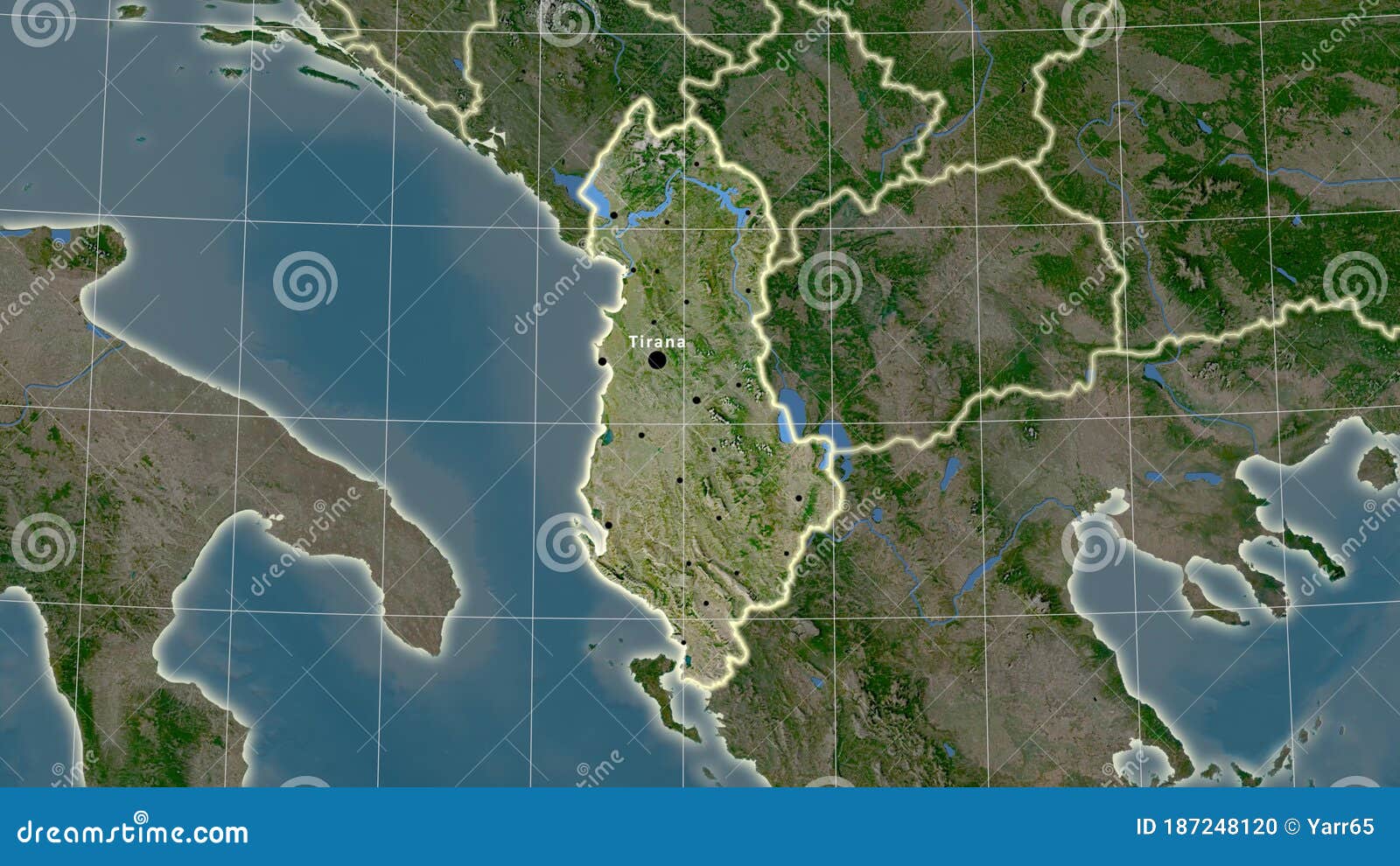Albania - Satellite. Composition, Borders Stock Illustration ...