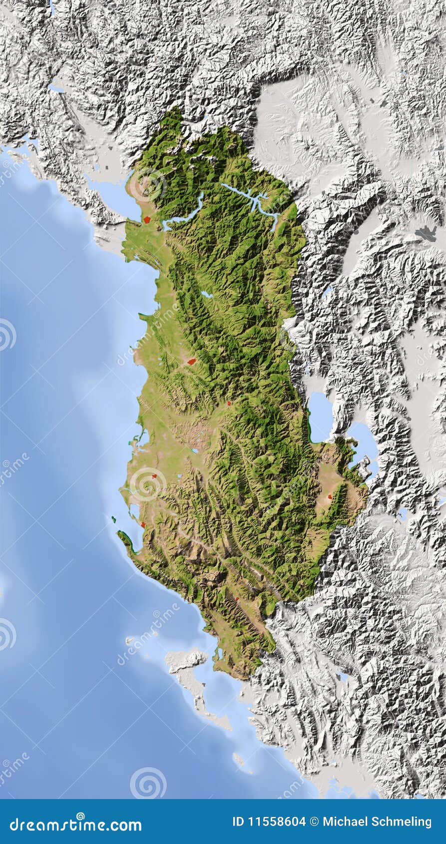 Albania, shaded relief map stock illustration. Illustration of earth - 11558604