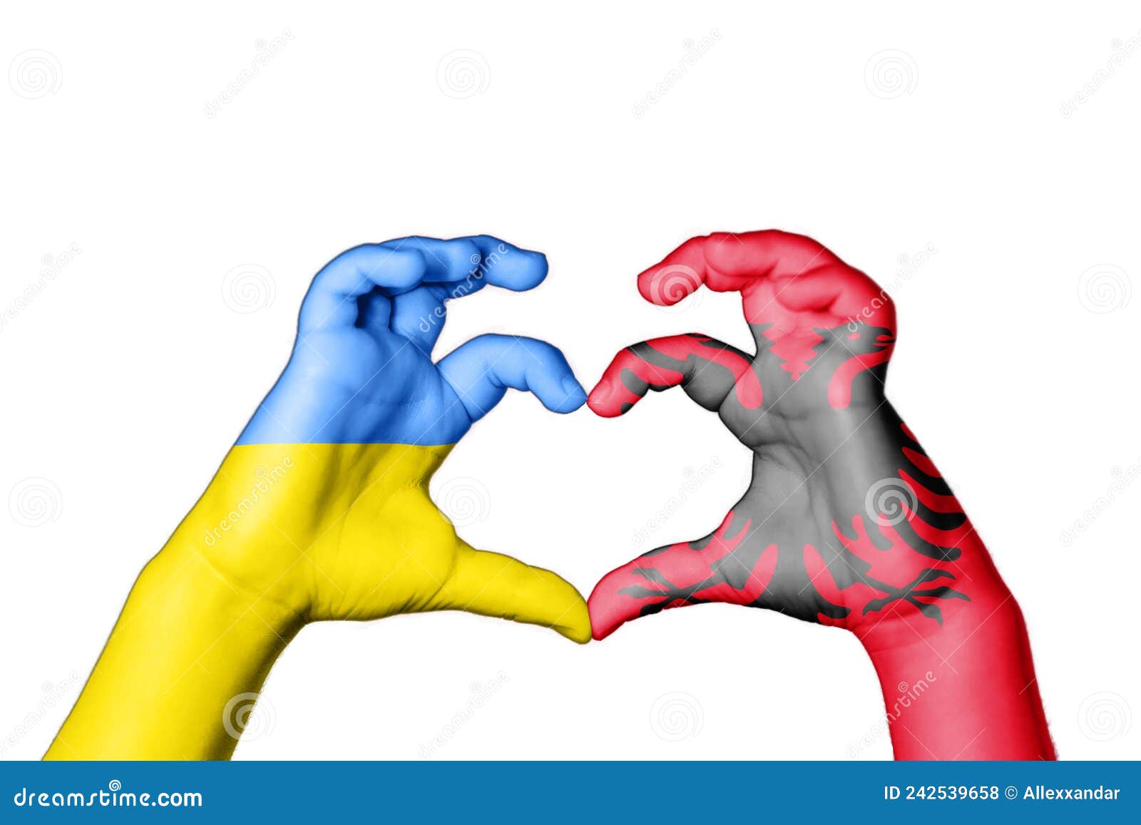 Albania Ukraine Heart, Hand Gesture Making Heart Stock Photo - Image of ...