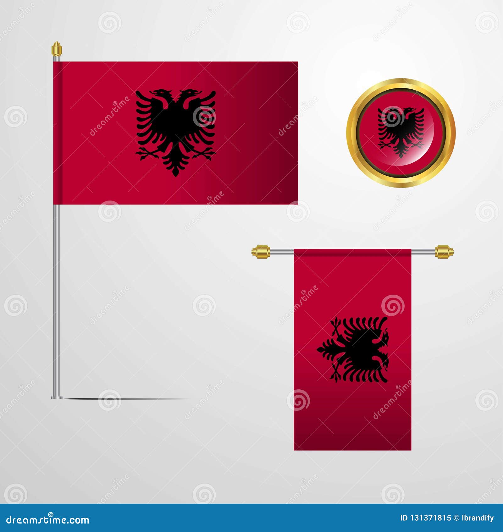 Albania Waving Flag Design with Badge Vector Stock Vector ...