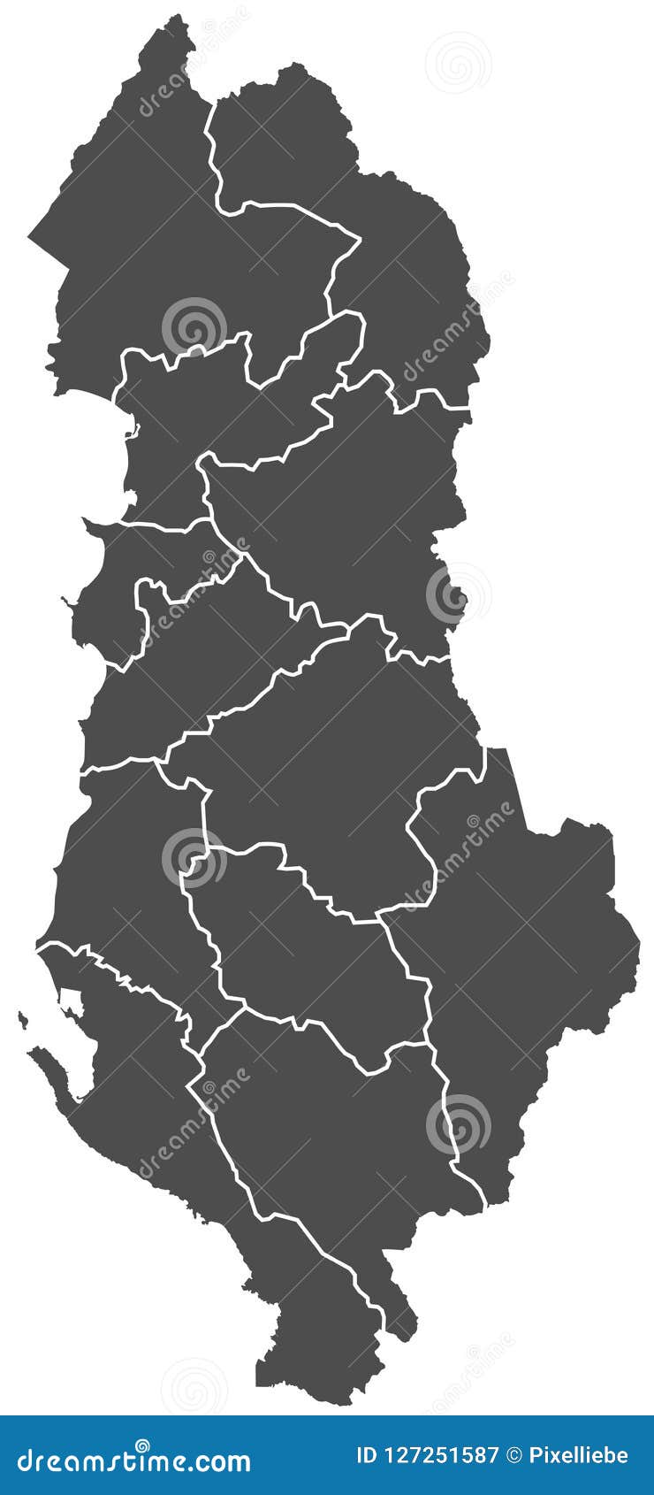Albania vector map stock illustration. Illustration of grey - 127251587