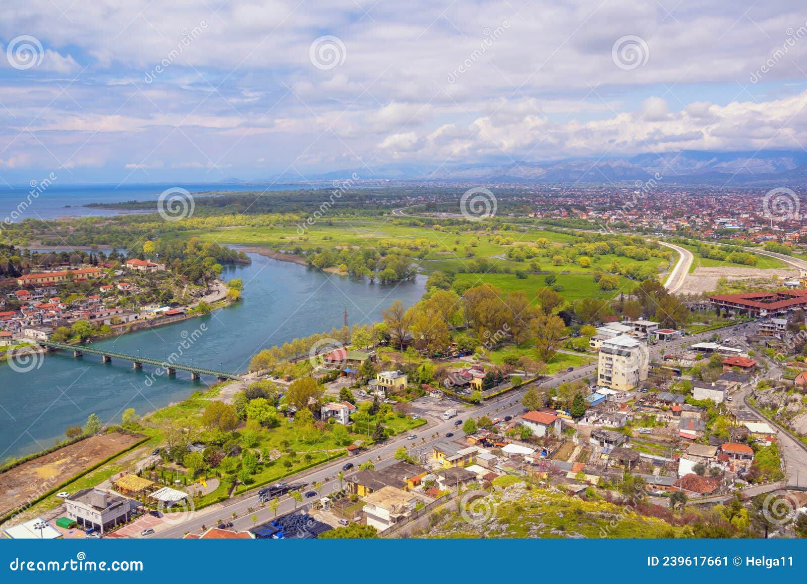 Albania. View of Buna River, Shkoder City and Shkodra Lake in Spring ...
