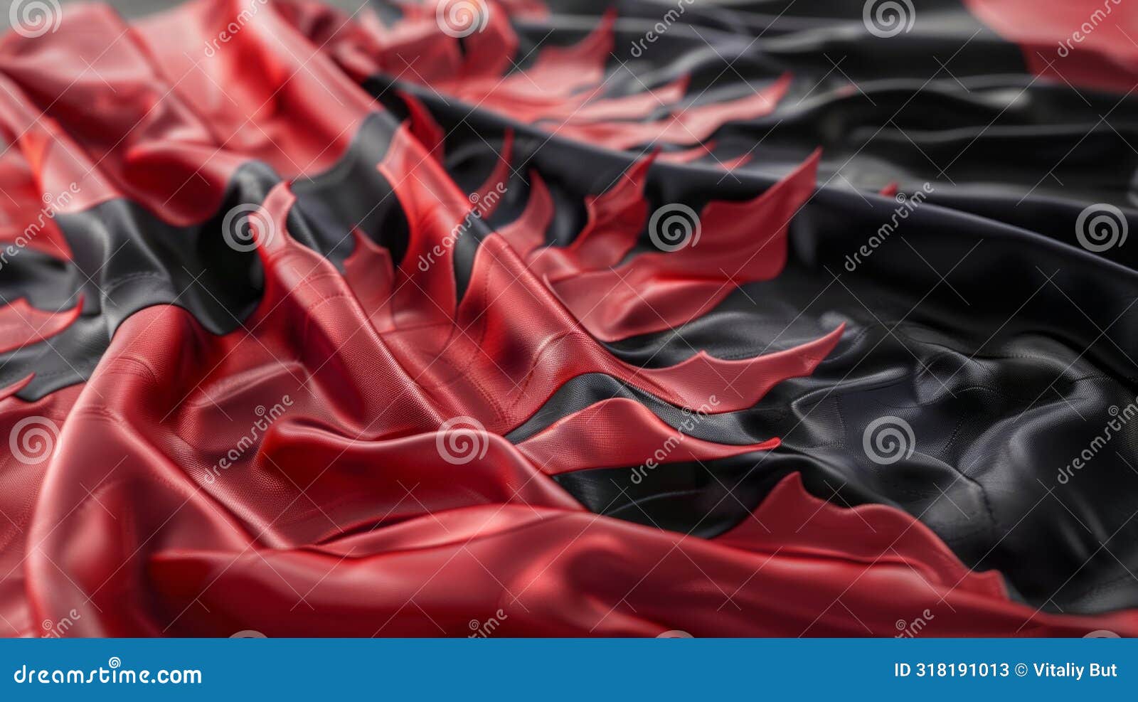 Albanian Flag is Depicted with Striking Red and Black Flames Engulfing ...