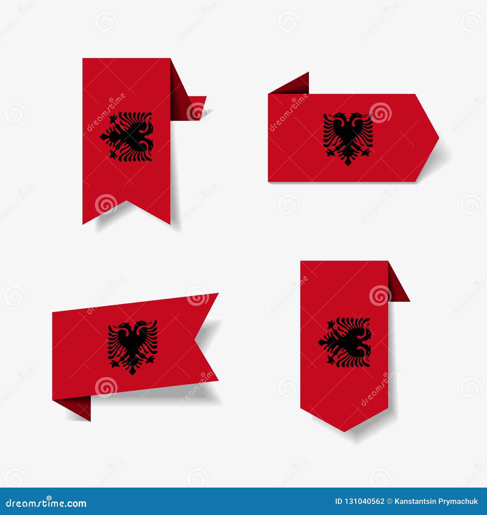 Albanian Flag Stickers and Labels. Vector Illustration. Stock Vector ...