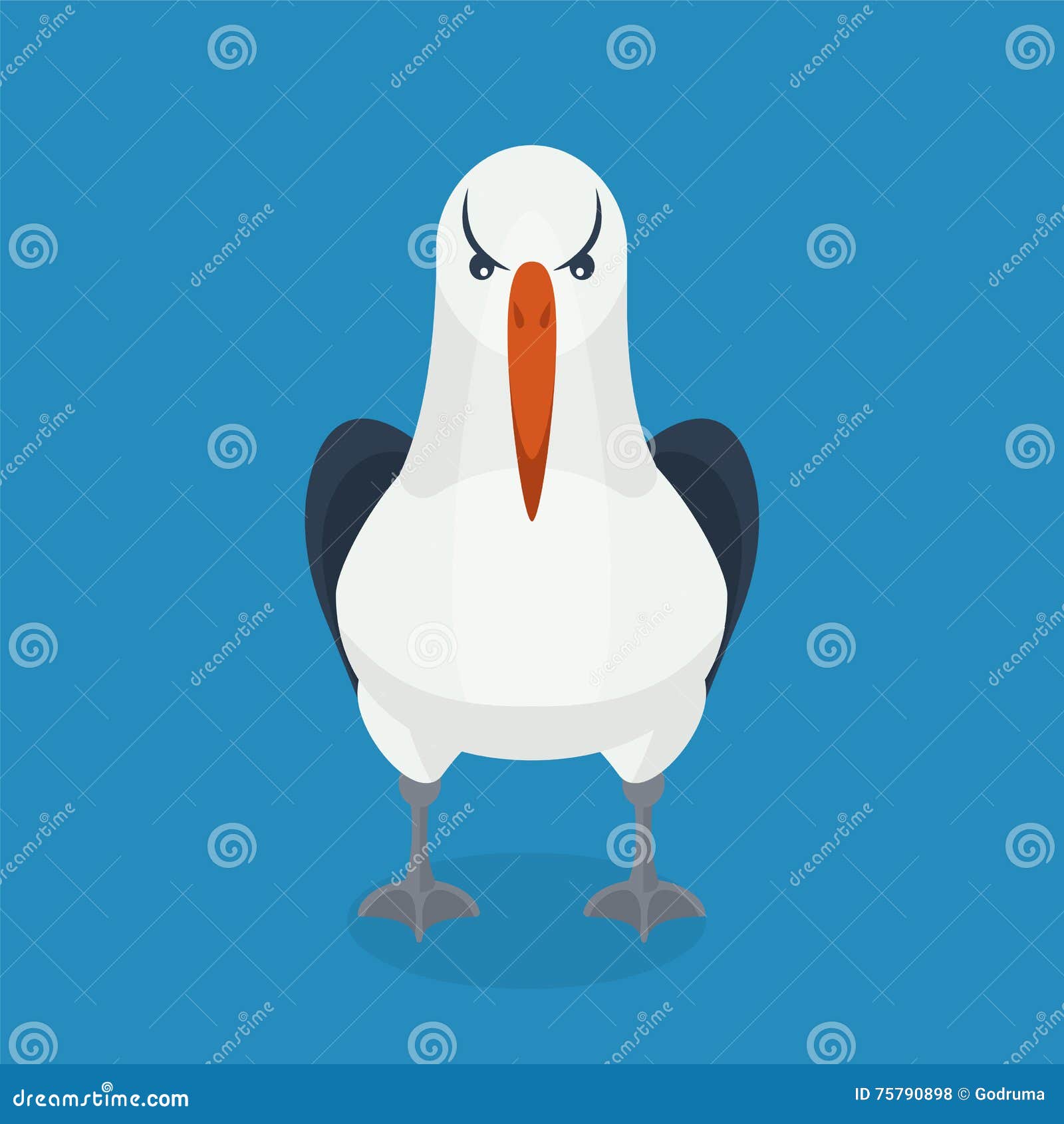 Albatross Bird is Sitting Alone. Vector Illustration. Stock Vector ...