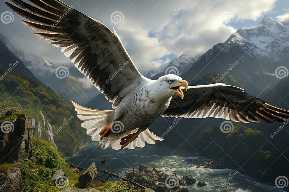 Albatross Flying Over the Ocean Cliffs. Stock Photo - Image of condor ...