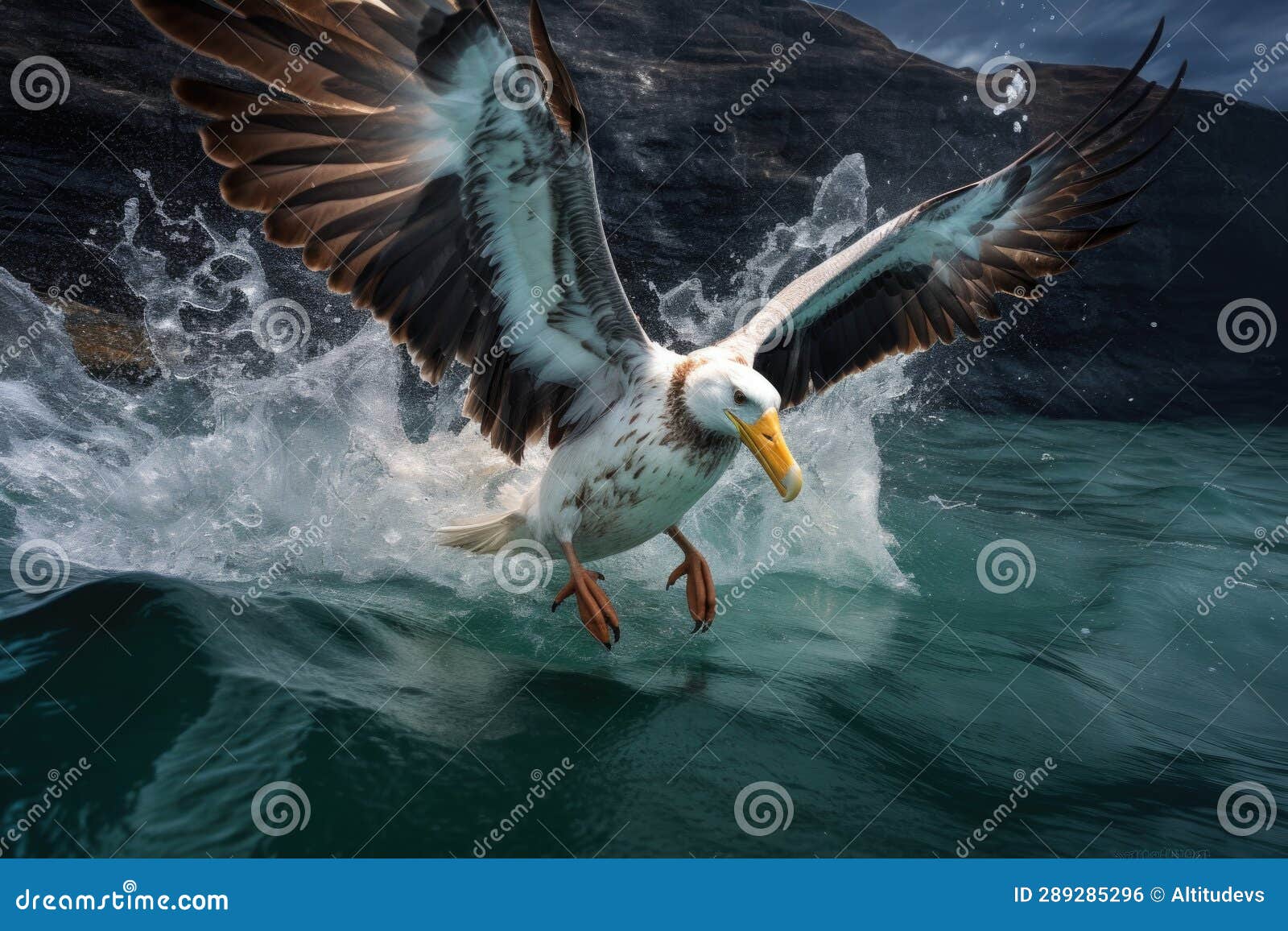 Albatross Mid-dive, Preparing To Catch a Fish Stock Photo - Image of ...