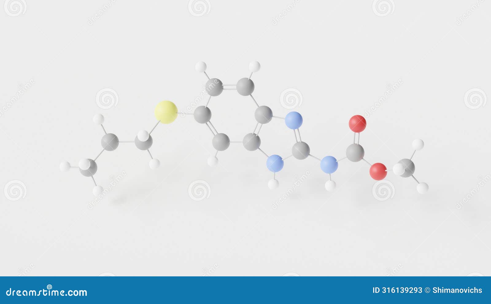 Albendazole Molecule 3d, Molecular Structure, Ball and Stick Model ... Albendazole Molecule 3d, Molecular Structure, Ball and Stick Model ...