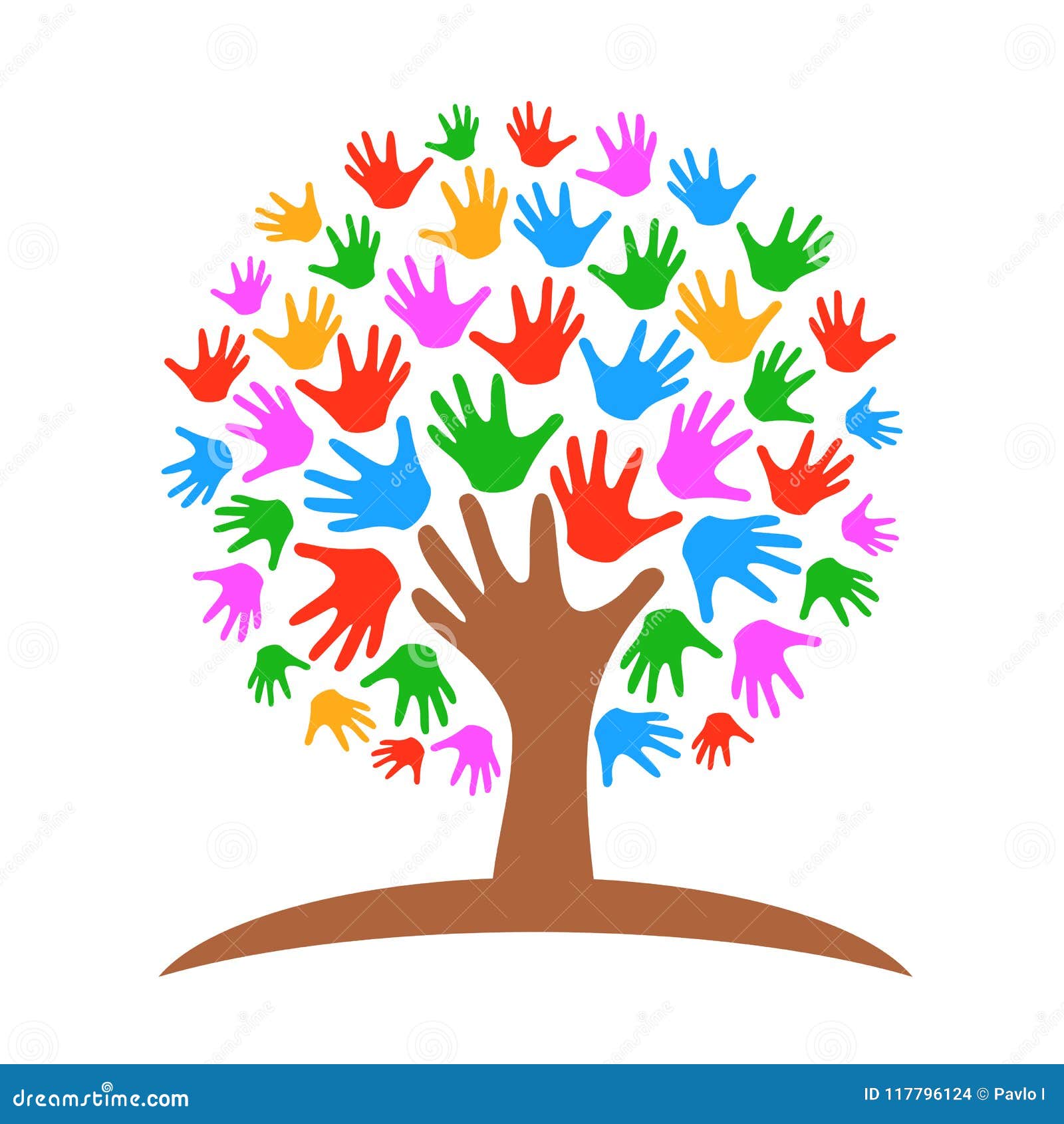 Albero Con Il Logo Delle Mani - Vettore Illustrazione di Stock ...