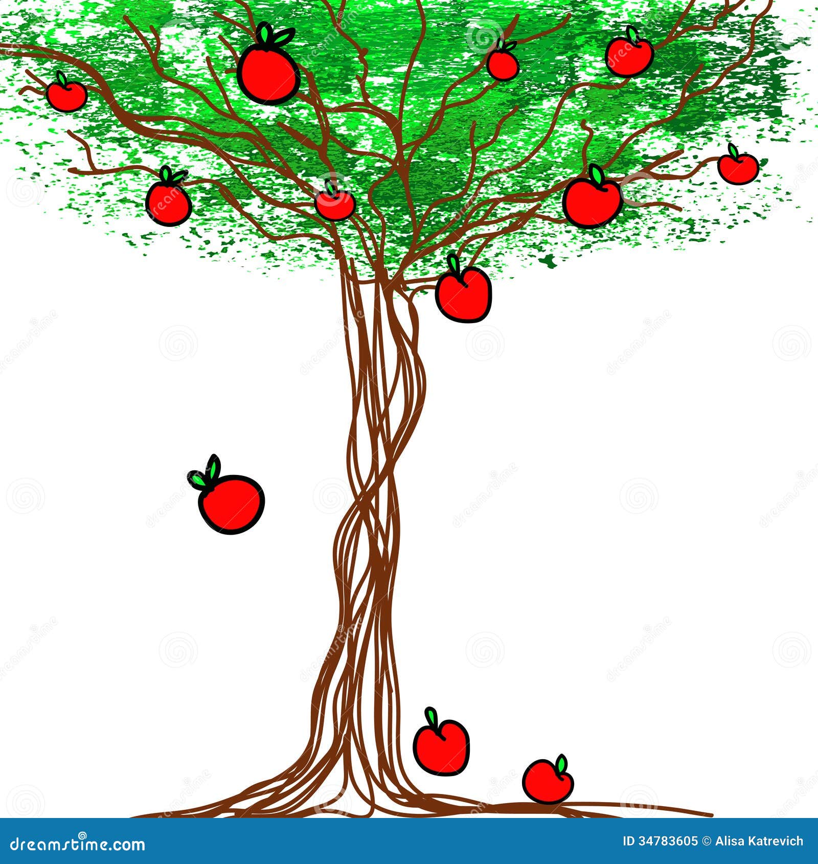 Albero Stilizzato Di Vettore Con Le Mele Illustrazione Vettoriale ...