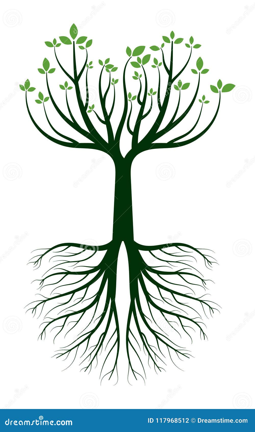 Albero Verde Sulla Radice Logo Icon Illustrazione Vettoriale ...