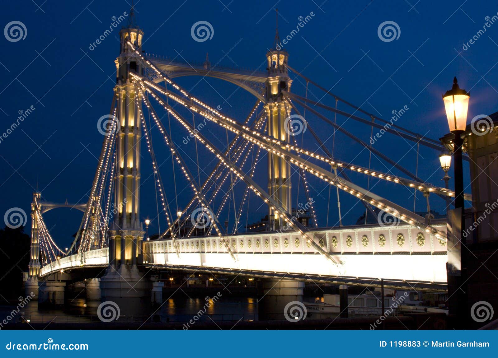 The Albert Bridge at Night in London. Stock Image - Image of city ...