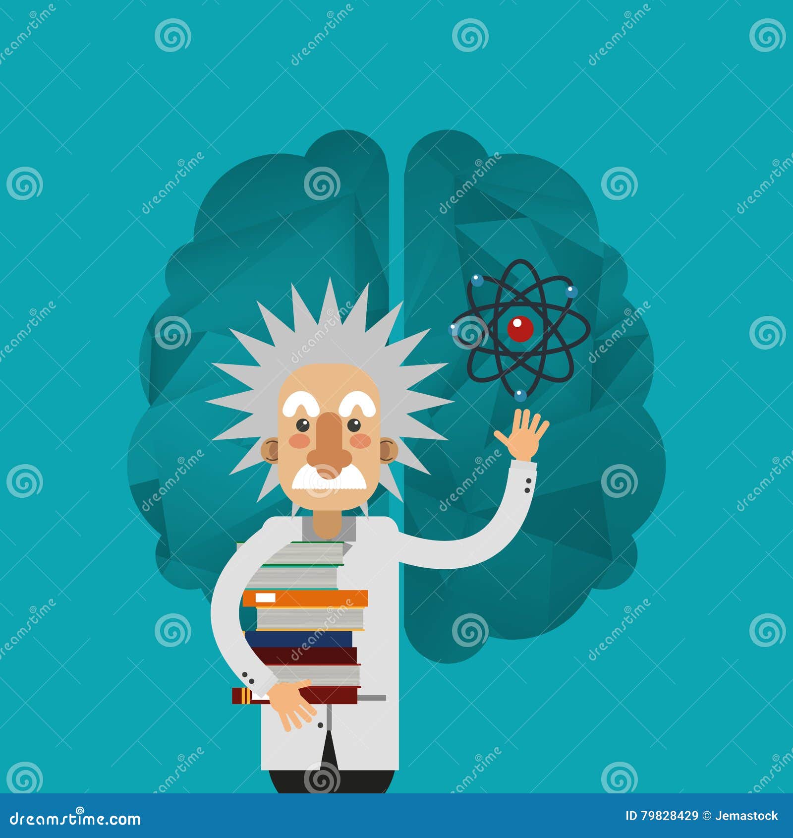 Albert Einstein and Brain Icon Image Stock Illustration - Illustration ...