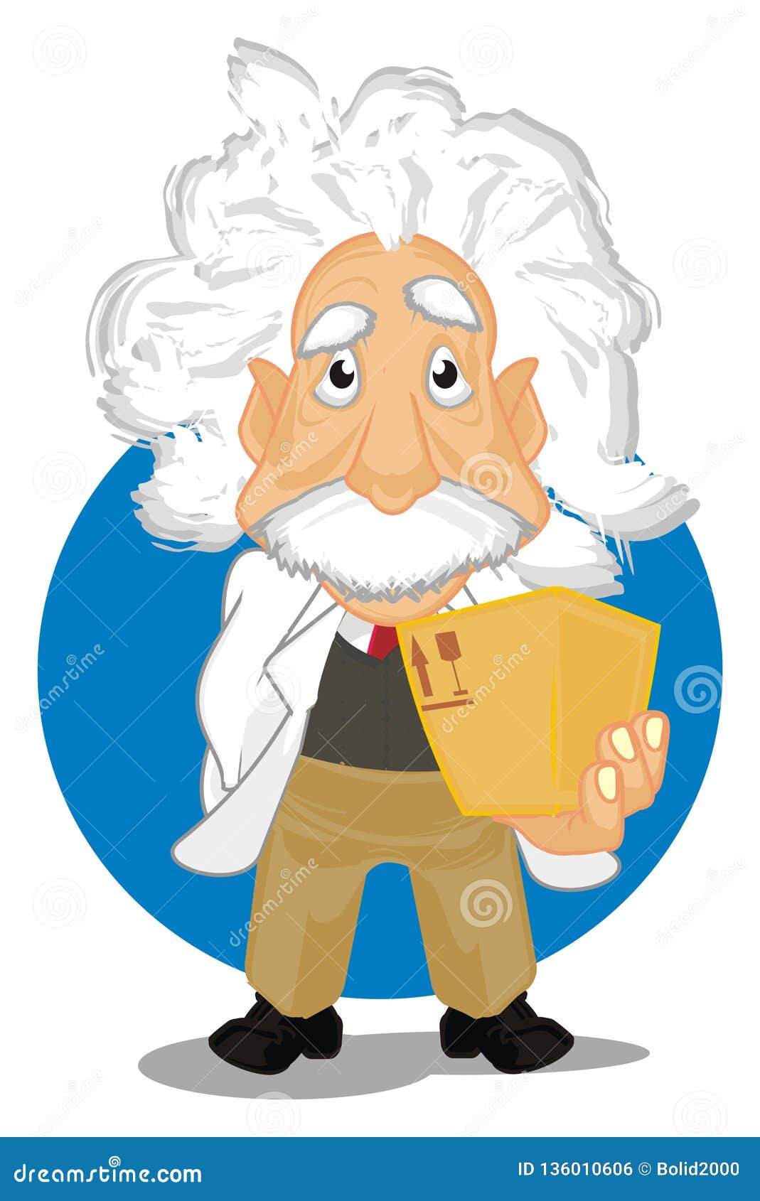 Albert Einstein hold a box stock illustration. Illustration of creator ...
