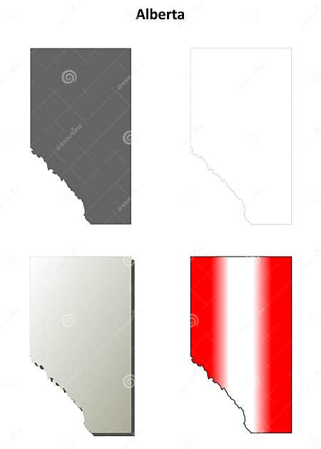 Alberta Blank Outline Map Set Stock Vector - Illustration of isolated ...