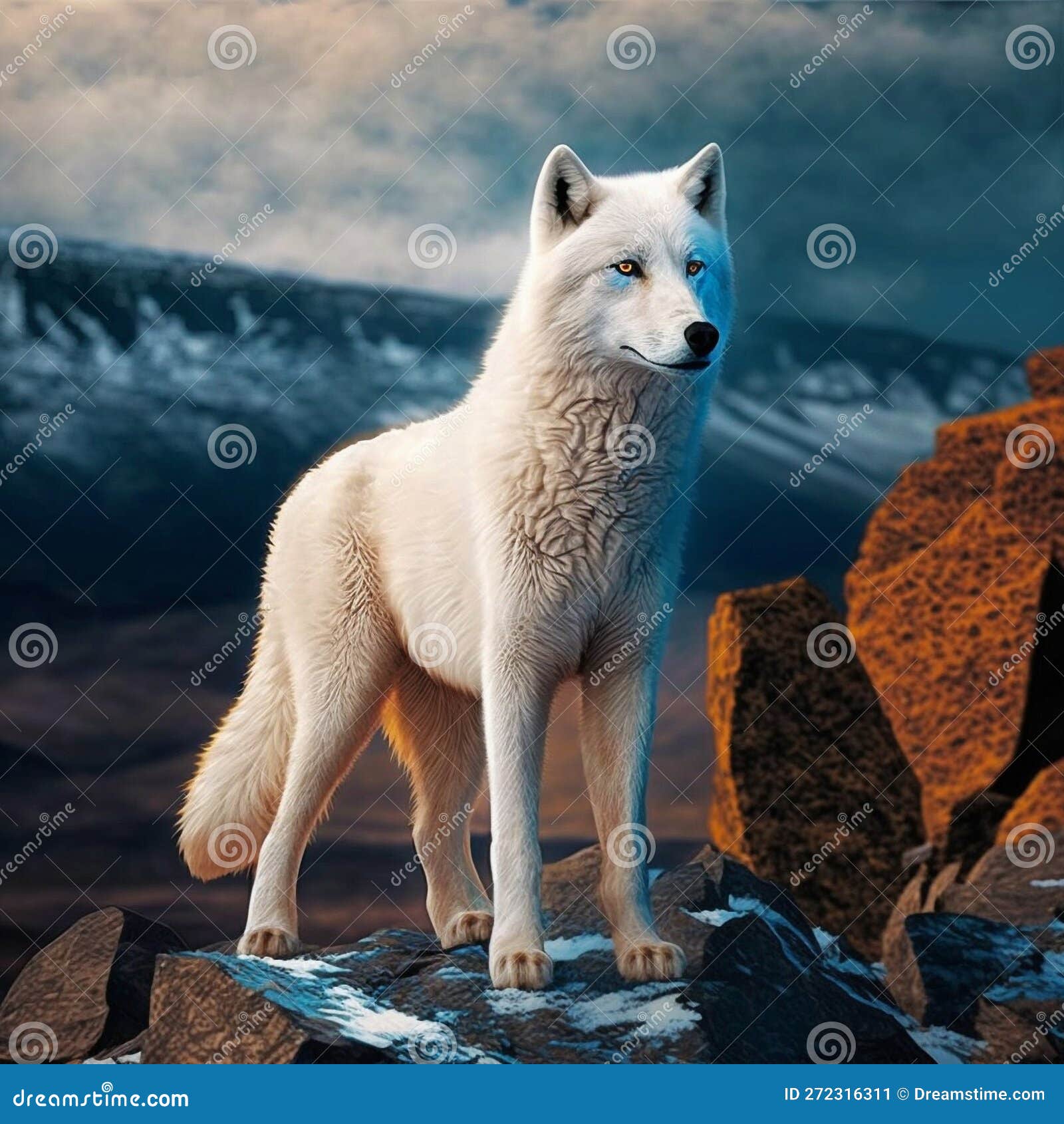 The albino Wolf stock illustration. Illustration of european - 272316311